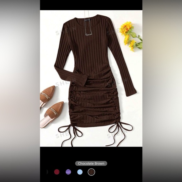 SHEIN | Dresses | Shein Drawstring Ruched Side Bodycon Dress | Poshmark